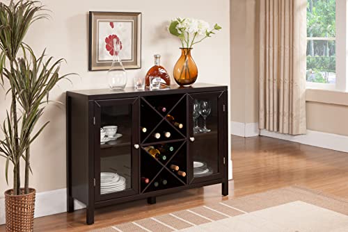 Kings Brand Furniture Wine Rack Bar Cabinet, Kitchen Sideboard and Buffet Table with Storage for Dining, Living Room, Espresso