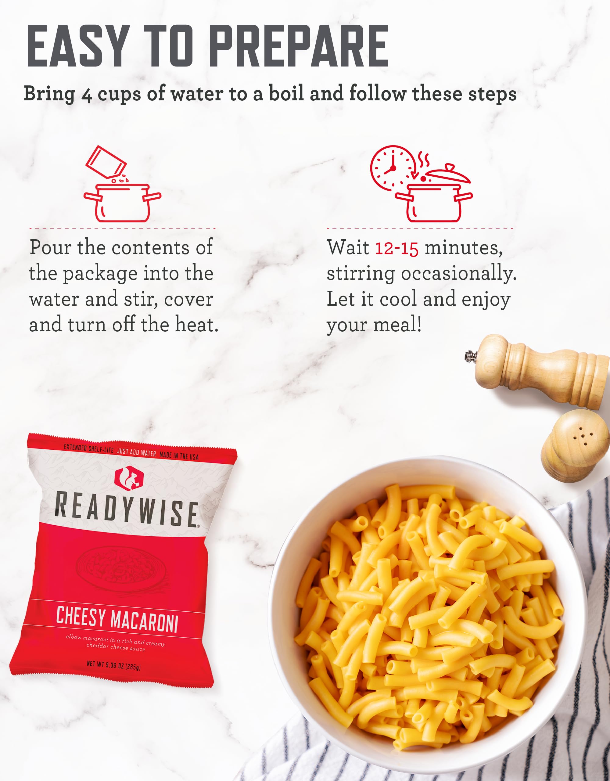 READYWISE - Entrée Grab & Go Bucket, 60 Servings, Emergency, MRE Supply, Premade, Freeze Dried Survival Food for Hiking, Adventure & Camping Essentials, Individually Packaged, 25 Year Shelf Life
