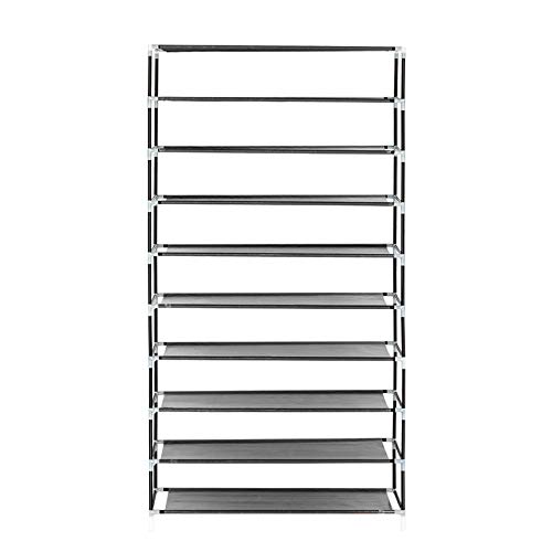 KAAYEE 10 Tiers Shoe Rack with Dustproof Cover Closet Shoe Storage Cabinet Organizer Gray