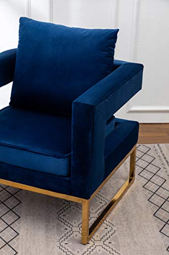 Roundhill Furniture Lenola Upholstered Accent Arm Chair, Blue 29.75D x 27.5W x 34.5H Inch