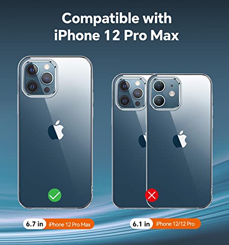 Elando for iPhone 12 Pro Max Phone Case, Anti-Yellowing Clear Phone Case, Super Slim Phone Case (0.39" Added) - Crystal Clear
