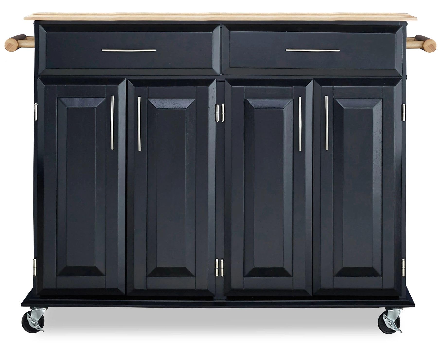 Homestyles Kitchen Cart with Storage Dolly Madison, 48.25 Inches Wide, Black