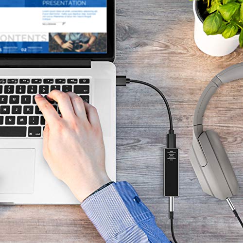 Geekria SJC01 Portable Headphone Amplifier/DAC/AMP with USB and Type-C Input, 3.5mm Audio Jack Output, Compatible with 384K/32Bit Hi-Res APPL Music Lossless Audio, PC, Laptop, Android Phones