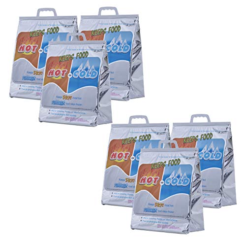 Pack of 6 Hot and Cold Insulated Bags- Food Storage for Frozen & Hot Items- Reusable Lunch Bags & Grocery Shopping Bags, Heavy Duty Refrigerated Totes (13"x7"x15.5")