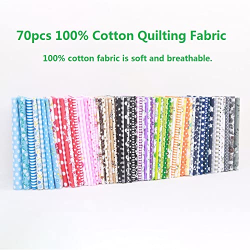 MOTTDAM 70 pcs Quilting Fabric Squares, 9.8"x 9.8" (25cm x 25cm) Cotton Quilting Fabric Floral Printed Fat Squares Fabric Bundles for Patchwork Sewing DIY Craft