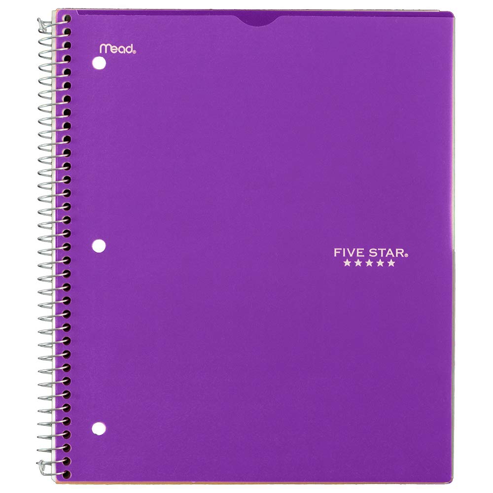 Five Star Spiral Notebook, 1 Subject, College Ruled Paper, 100 Sheets, 11" x 8-1/2" Sheet Size, Customizable Cover, Color Selected For You, 1 Count (08230)