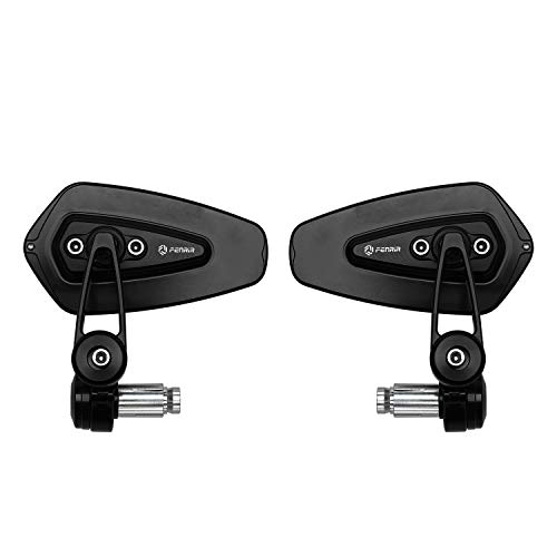 FENRIR CNC Aluminum Alloy Cafe Racer Black Motorcycle Bar End Mirrors Side Folding 22MM 7/8" inch Handlebar Mirror Universal Rear View For M6/M8 Standard Super Sport Naked Street Bike Scooter Minimoto