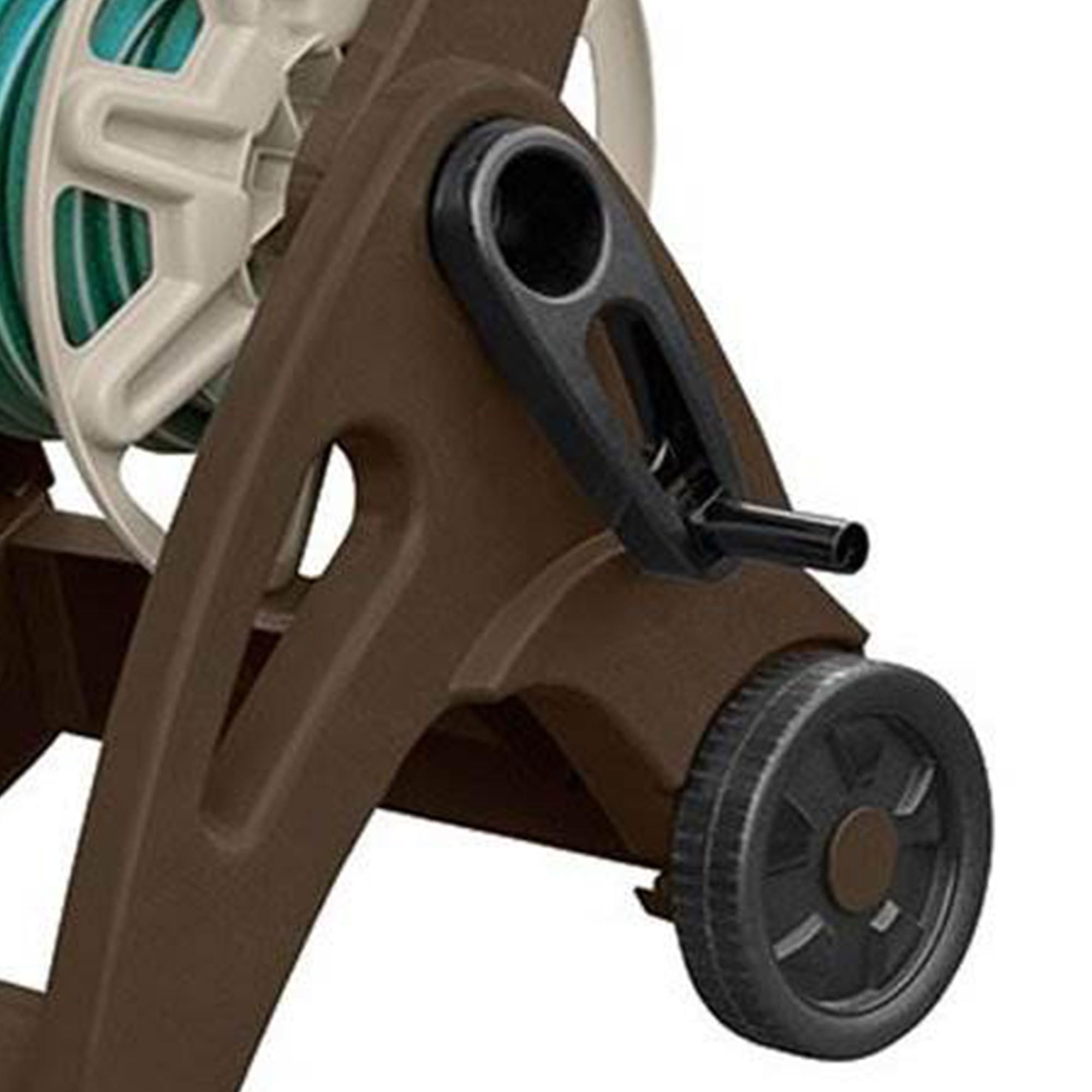 Suncast Hosemobile Portable Garden Hose Reel Cart with Wheels, Crank Handle, and Storage Tray for Gardening Accessories, 225' Hose Capacity, Mocha