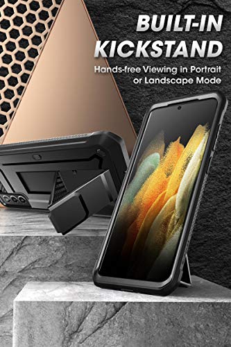 SUPCASE Unicorn Beetle Pro Series Case Designed for Samsung Galaxy S21 5G (2021 Release), Full-Body Dual Layer Rugged Holster & Kickstand Case Without Built-in Screen Protector (Black)