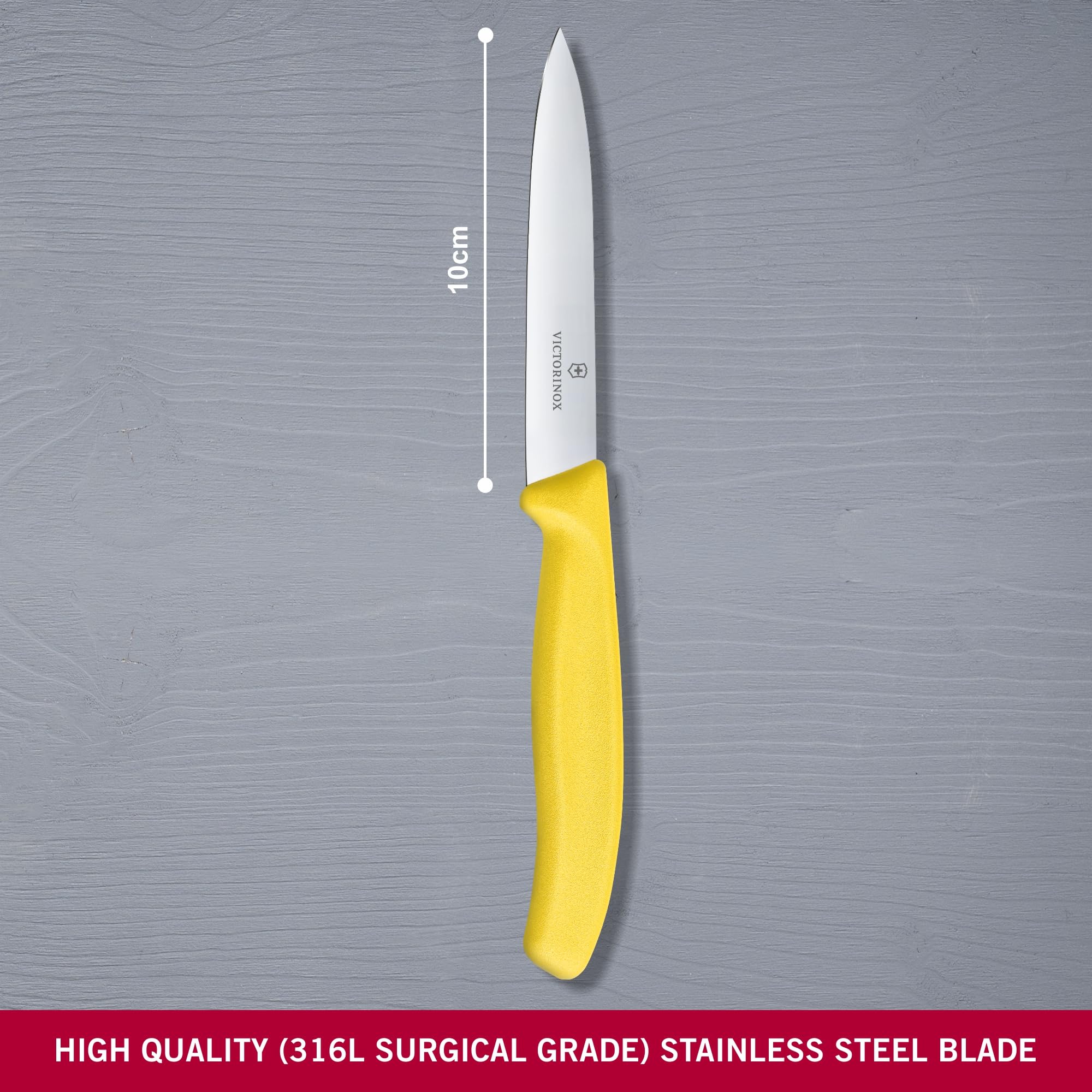 Victorinox 6.7706.L118 Swiss Classic Paring Knife for Cutting and Preparing Fruit and Vegetables Straight Blade in Yellow 3.9 inches