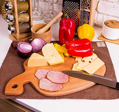 10x15β Fruit Apple Shaped Cutting Board Hardwood Platter Chopping with Handles - Solid Wood Beechwood Cutting Board Apple Shaped Cheese Serving Platter Hang Cut Wooden Charcuterie Bread Boards Large