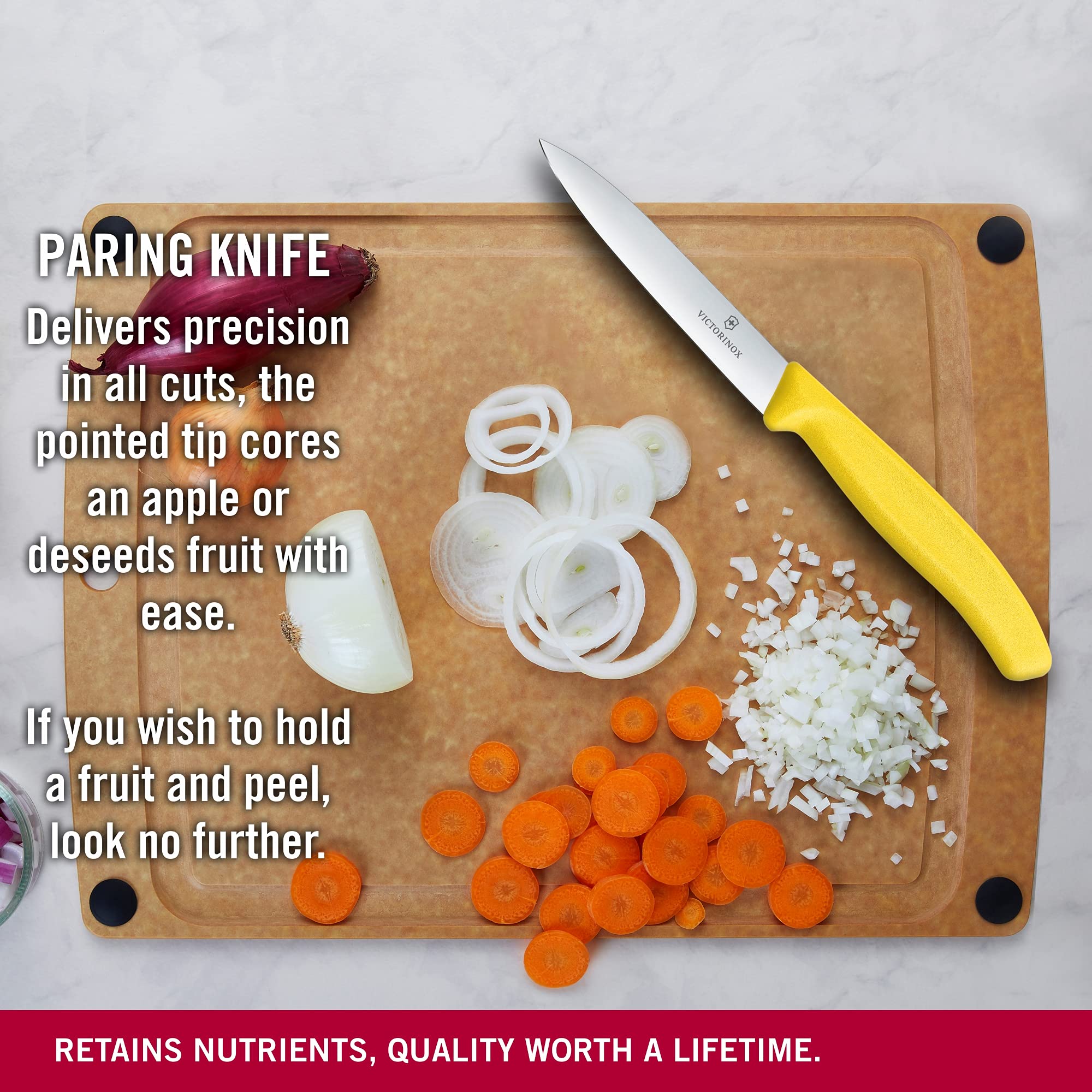 Victorinox 6.7706.L118 Swiss Classic Paring Knife for Cutting and Preparing Fruit and Vegetables Straight Blade in Yellow 3.9 inches