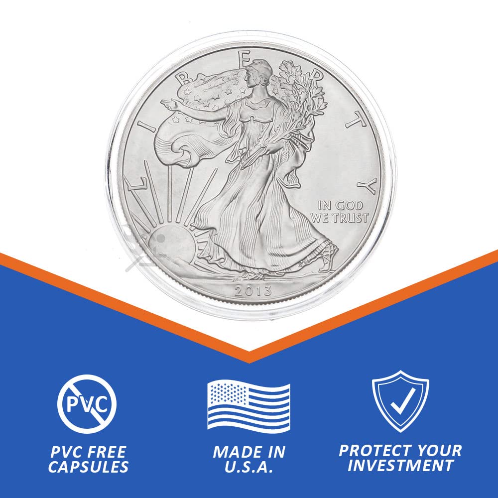 OnFireGuy 10pcs 40.6mm Direct Fit H40 Coin Holder Capsules for 1oz Silver Eagles | Protective Coin Cases for American Silver Eagles, 1oz Silver Panda, 1oz Silver Australian Coins