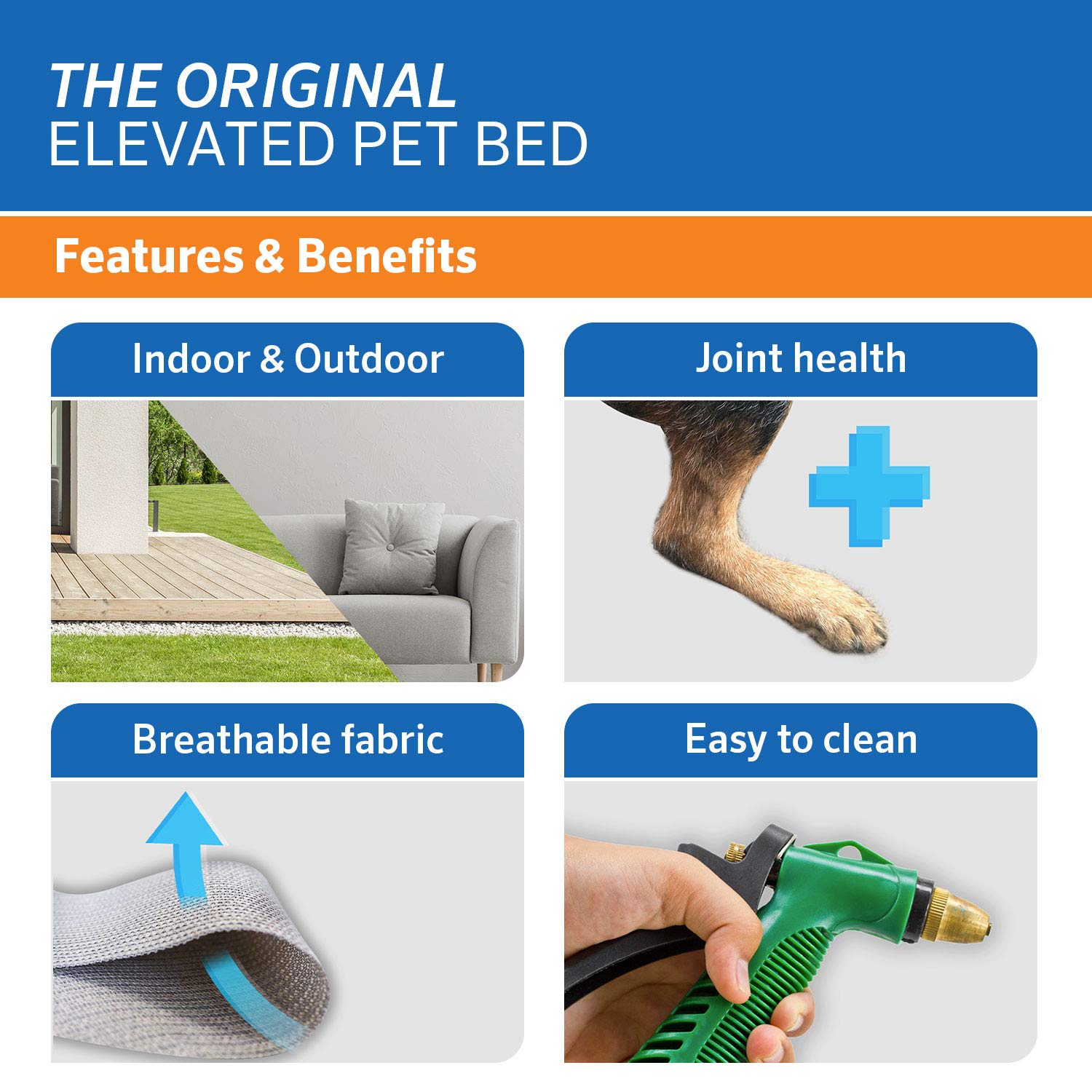 Coolaroo The Original Cooling Elevated Dog Bed, Indoor and Outdoor, Large, Nutmeg