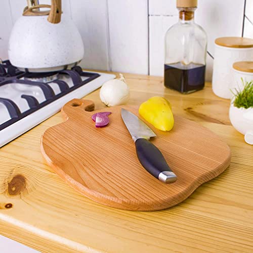10x15β Fruit Apple Shaped Cutting Board Hardwood Platter Chopping with Handles - Solid Wood Beechwood Cutting Board Apple Shaped Cheese Serving Platter Hang Cut Wooden Charcuterie Bread Boards Large