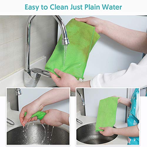 MEXERRIS Microfiber Cleaning Cloth Rags for Glass Floor Polish Dust Multifunctional All Purpose Labeled , Reusable Dish Rags Cleaning Lint Free Streak Free Wipes for House, Kitchen, Windows - 10 Pack