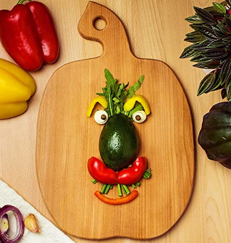 10x15β Fruit Apple Shaped Cutting Board Hardwood Platter Chopping with Handles - Solid Wood Beechwood Cutting Board Apple Shaped Cheese Serving Platter Hang Cut Wooden Charcuterie Bread Boards Large
