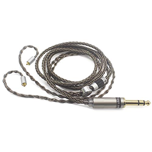 Youkamoo 6.35mm 8 Core Silver Plated Braided Earphone Replacement Upgrade Cable Silver Plated Wire Earphone Cable for SE215 SE425 UE900s TIN Audio T2 T3 BGVP (MMCX)