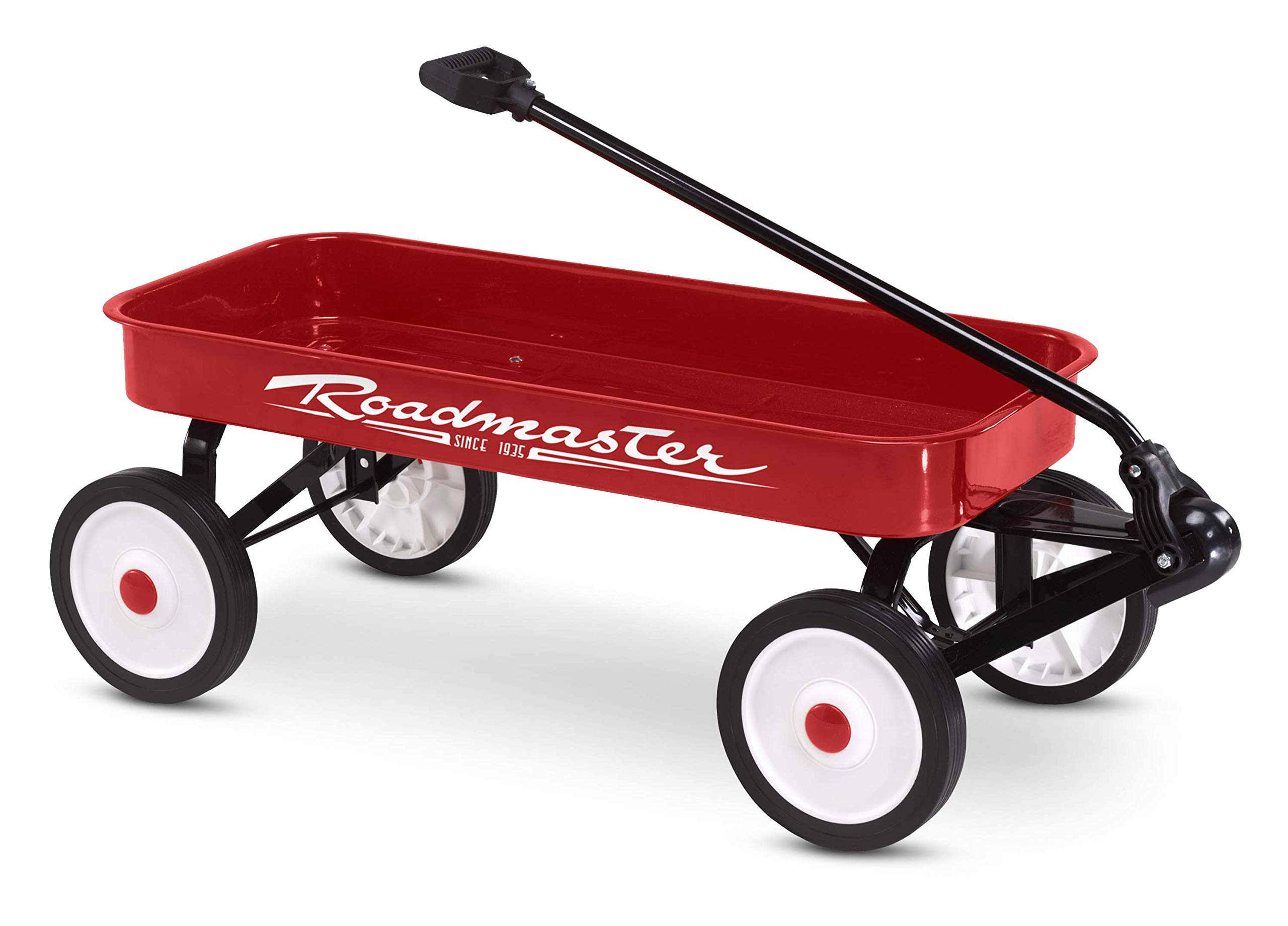 Roadmaster Kids and Toddler Classic 34-Inch Steel Pull Wagon, 8-inch Wheels, Red/Black