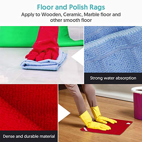 MEXERRIS Microfiber Cleaning Cloth Rags for Glass Floor Polish Dust Multifunctional All Purpose Labeled , Reusable Dish Rags Cleaning Lint Free Streak Free Wipes for House, Kitchen, Windows - 10 Pack