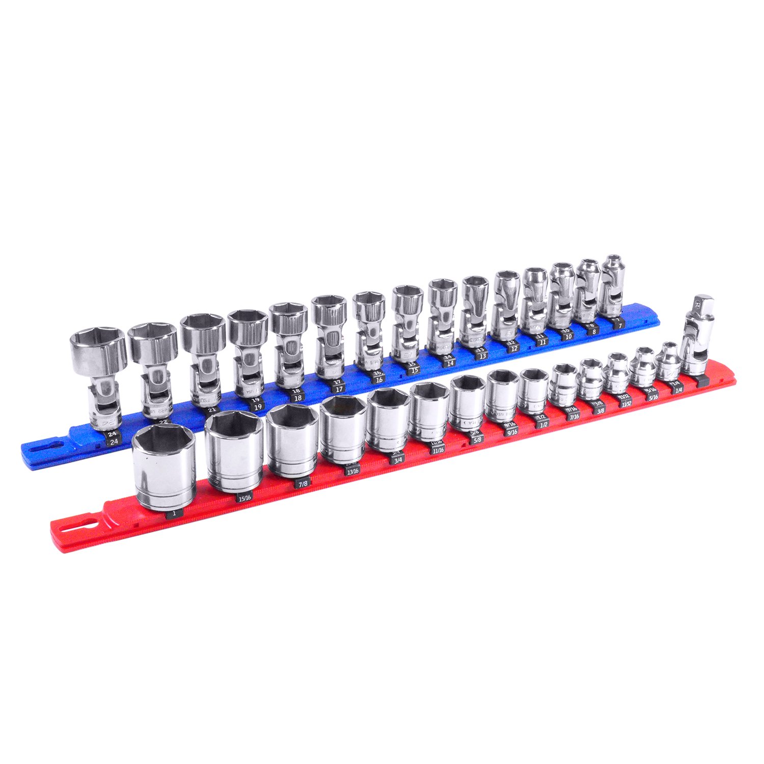 ERNST 13-Inch Socket Rail Organizer with 15 1/4-Inch Twist Lock Clips, Blue (8417-Blue-1/4)
