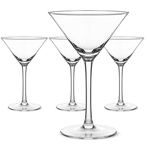 ELIXIR GLASSWARE Martini Glasses Set of 4 - Hand Blown Crystal Martini Glasses with Stem - Elegant Cocktail Glasses for Bar, Martini, Cosmopolitan, Manhattan, Gimlet, Pisco Sour 9oz, Clear…
