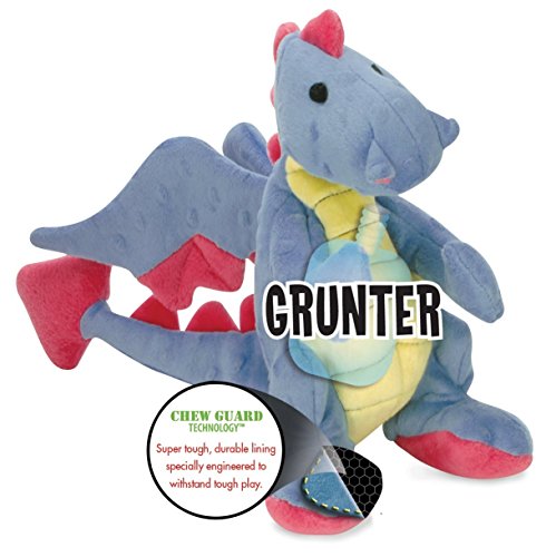 goDog Bubble Plush Dragons Squeaky Dog Toy, Chew Guard Technology - Periwinkle, Large