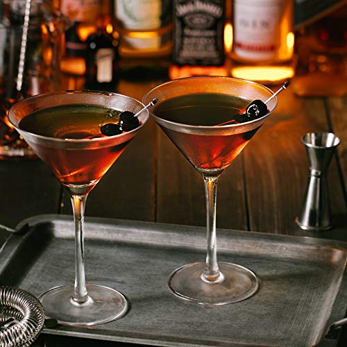 ELIXIR GLASSWARE Martini Glasses Set of 4 - Hand Blown Crystal Martini Glasses with Stem - Elegant Cocktail Glasses for Bar, Martini, Cosmopolitan, Manhattan, Gimlet, Pisco Sour 9oz, Clear…
