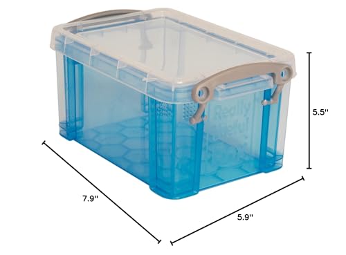 Really Useful Boxes - UB1-6 - Blue Storage Box - Office Suspension Files - Blue with Transparent Lid - 1.6L/2.8pt - 196g/6.9oz - 110 x 95mm/4.3 x 3.7 inches - 200 x 150 x 115 x 140mm/7.9 x 5.9 x 5.5 inches