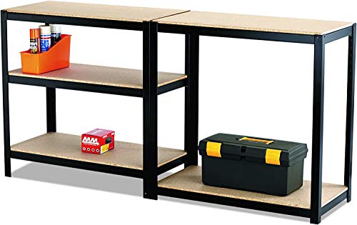 Yuhai 5 Tier Heavy Duty Metal Steel Shelving Storage Unit with MDF Boards for Shelf Organizer Rack with Adjustable Feet for Bathroom Kitchen Garage Office Home (180 x90 x40 cm)