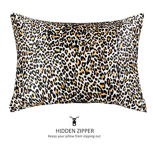 Luxury Satin Pillowcase with Zipper, King (1-Pack) Size, Jaguar Print (Silky Satin Pillow Case for Hair)