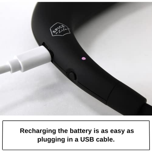 SPICE OF LIFE Bladeless Neck Fan - W Fan Blade Free 2.1, Navy - USB Rechargeable Battery, 2 to 5 Hour Life, Flexible Arms, 5 Speed Settings, Stimulating Breeze Helps Prevent Sleepiness While Driving