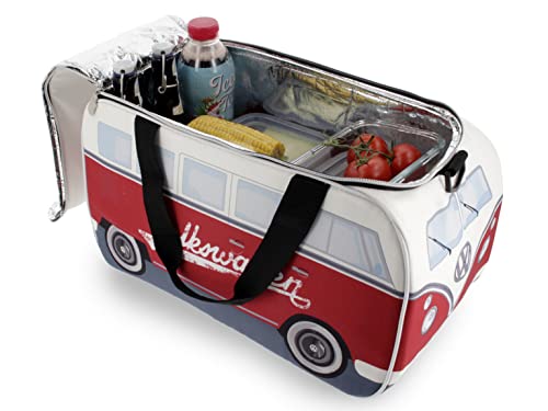 BRISA VW Collection - Volkswagen Samba Bus T1 Camper Van Cooler Bag 25 l (White/Red)