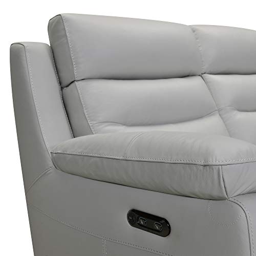 Armen Living Hayward 82" Dove Gray Leather Power Reclining Sofa
