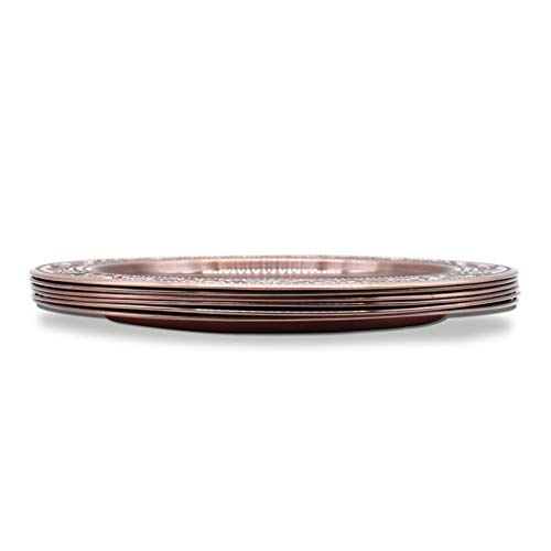 Brightalk 13-Inch Stainless Steel Charger Plates, 6Pcs Copper Dinner Plate Chargers Round Server Ware
