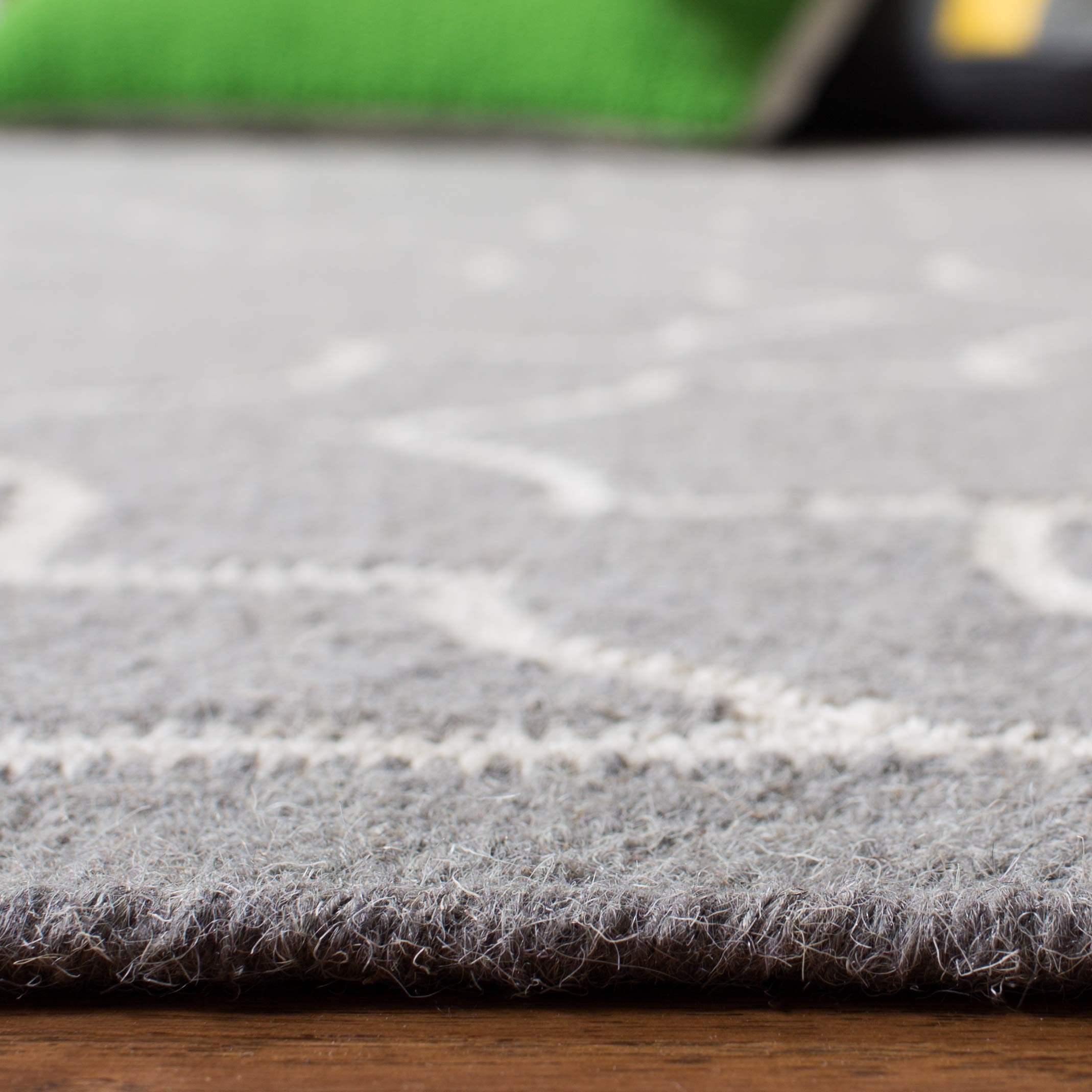 SAFAVIEH Dhurries Collection 8' x 10' Grey/Ivory DHU625B Handmade Flatweave Premium Wool Area Rug