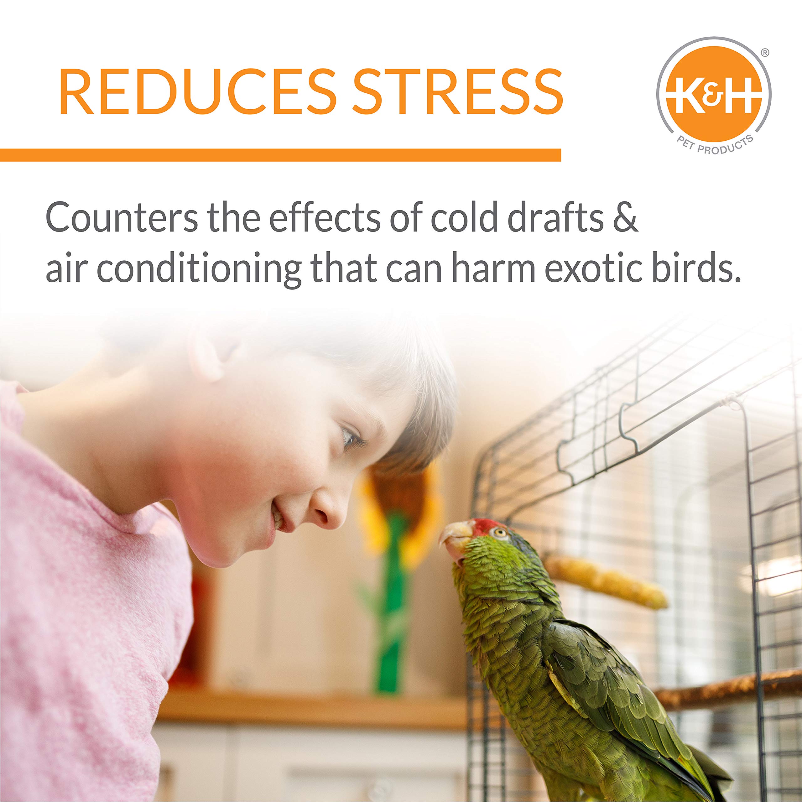 K&H Pet Products Snuggle-Up Bird Cage Heater, Bird Cage Accessory, Exotic Bird Warming Panel for Medium/Large Exotic Birds Like Parrot, Cockatoo, Macaw, African Gray - Large 7 X 4in Gray 12V