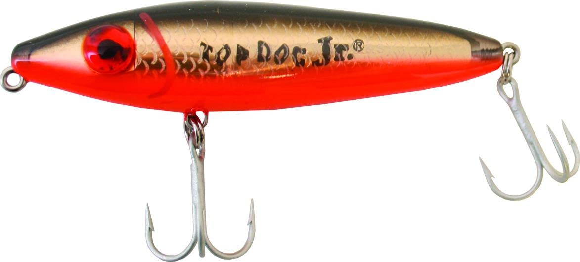 MirrOlure 84MR-808 4-Inches Top Dog Jr, 4 Inch , 3/4 oz, Black Bk/Org/Gld