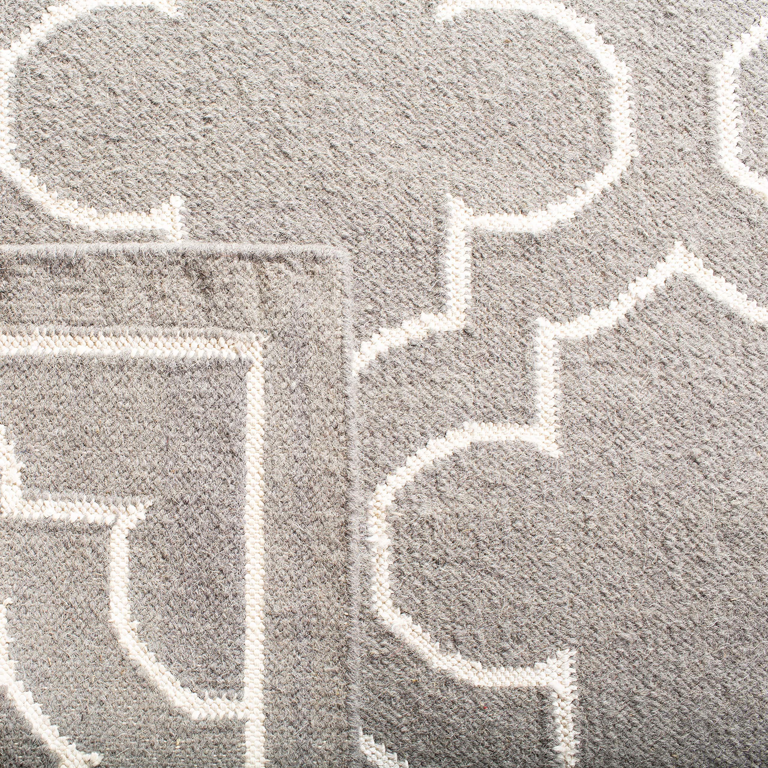 SAFAVIEH Dhurries Collection 8' x 10' Grey/Ivory DHU625B Handmade Flatweave Premium Wool Area Rug