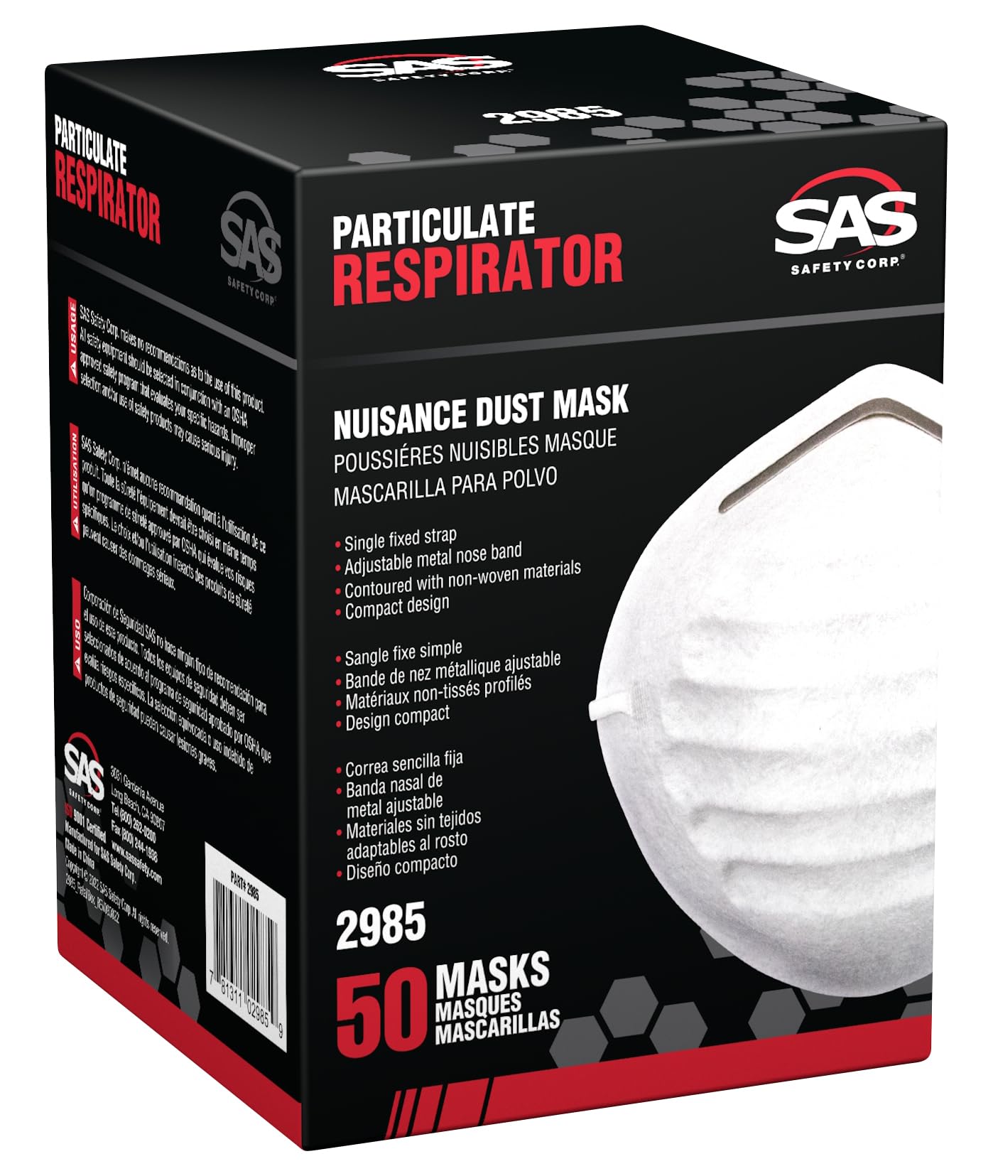 SAS Safety 2985 Non-toxic Dust Mask Box of 50