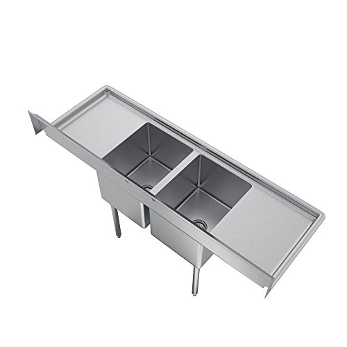 Elkay Dependabilt Stainless Steel 74" x 29-13/16" x 44-3/4" 16 Gauge Two Compartment Sink w/ 18" Left and Right Drainboards and Stainless Steel Legs