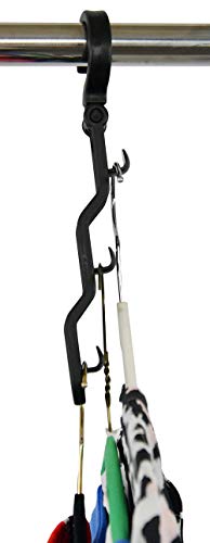 HOME-X Multifunctional Vertical Hanger, Closet Organizer, Space-Saving Shirt and Pants Hanger, Cascading Hooks for Hangers, 9 ½" L x 2" W x ¾ H, Set of 3, Black
