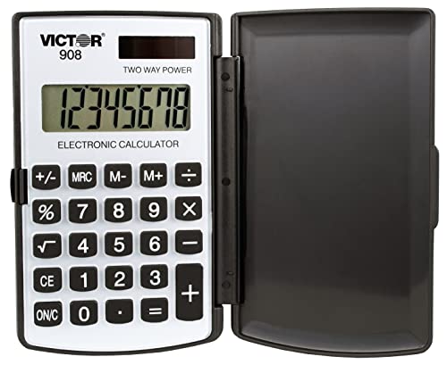 Victor 908 Standard Function Calculator, Black, 2.9" x 4.4" x 0.4"