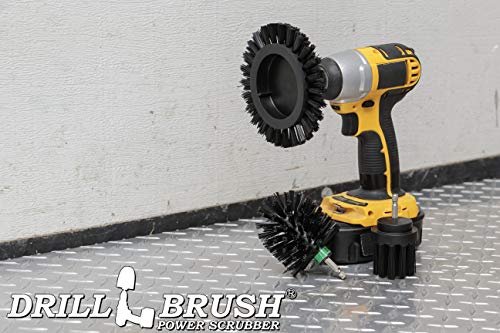 Drill Brush Power Scrubber by Useful Products - Grill Cleaning Brush Drill Attachment 3 Piece Set - Drill Brush Cleaning Tool - Baked on Food Remover Brush - Black Bristle Brush Attachment
