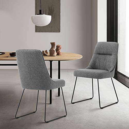 Armen Living Quartz Gray Fabric and Metal Dining Room Chairs-Set of 2, 34" H