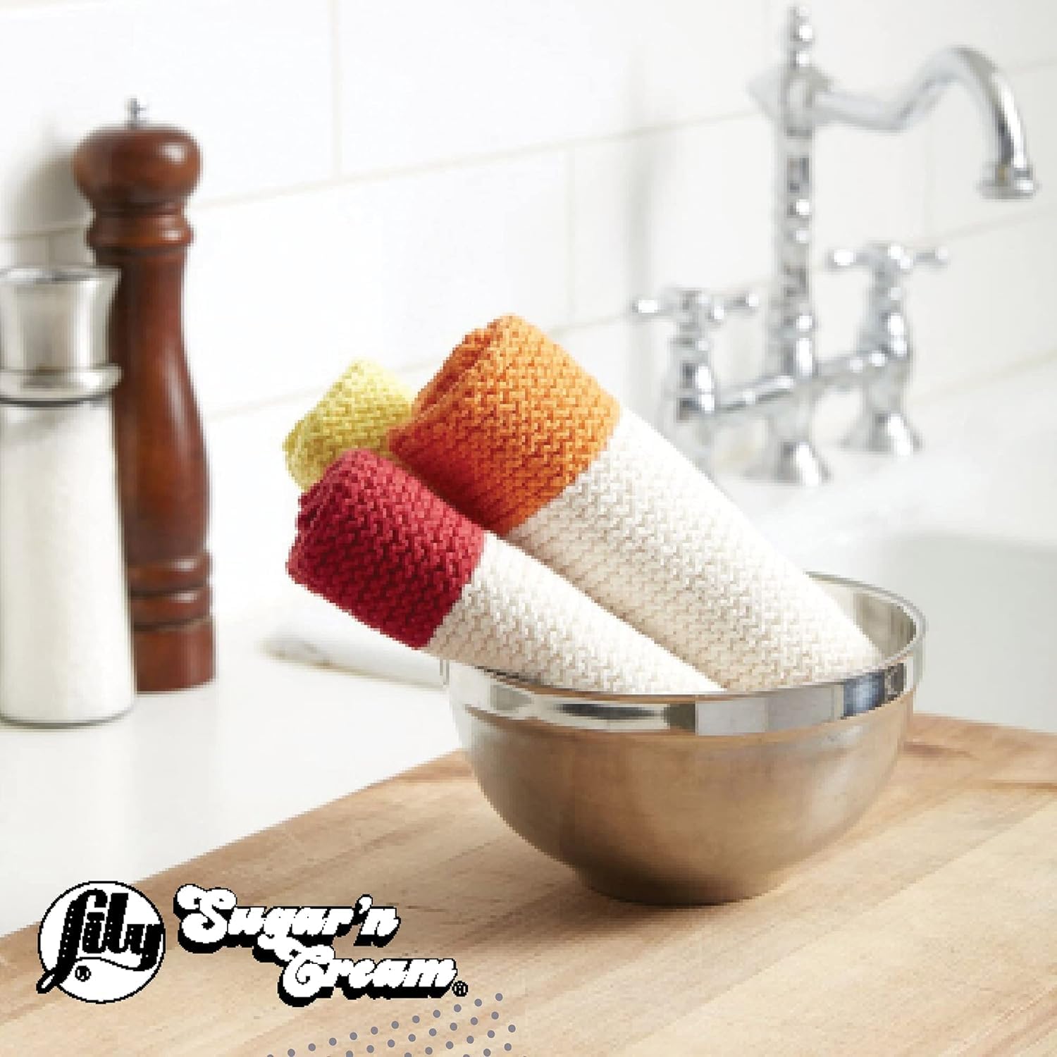 Lily Sugar'n Cream Cotton Cone Yarn, 14 oz, Faded Denim Ombre, 1 Cone