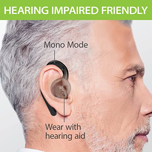 Avantree TWS116 - Open-Ear Wireless Headphones & Charging Dock with Surroundings Awareness, Mono & Stereo Modes, and Secure Nonadjustable Earhooks