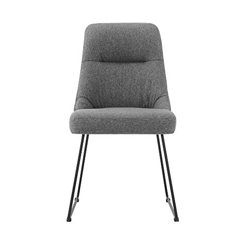 Armen Living Quartz Gray Fabric and Metal Dining Room Chairs-Set of 2, 34" H