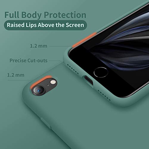 Cordking iPhone SE Case 2022/2020, iPhone 7 8 Case, Silicone Ultra Slim Shockproof Phone Case with [Soft Microfiber Lining], 4.7 inch, Midnight Green