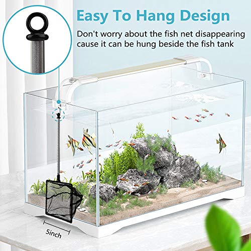 Grepol-V Fish Net for Fish Tank, 5 Inch Fine Mesh Aqurium Net with 9-24 Inch Stainless Steel Long Handle, Extendable Fishing Tank Net for Fish Shrimp Tank, Pond, Creek